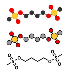 Busulfan cancer chemotherapy drug molecule Vector Image