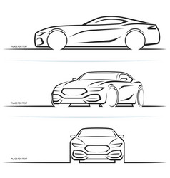 Set of abstract linear car silhouettes Royalty Free Vector