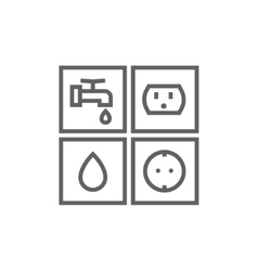 Utilities signs electricity and water line icon Vector Image