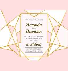 Gold geometric frames wedding invitation card Vector Image