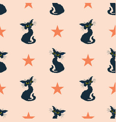 Fun halloween cats and pumpkins repeat pattern Vector Image