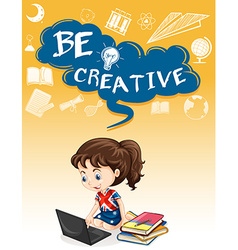 Canadian girl using laptop Royalty Free Vector Image