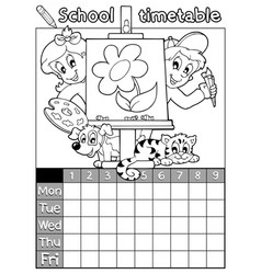 Coloring book timetable topic 3 Royalty Free Vector Image