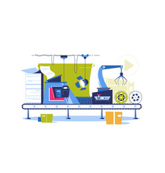 Factory automated production line flat Royalty Free Vector