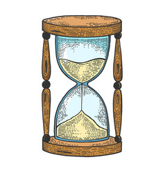 Sand watch glass engraving Royalty Free Vector Image