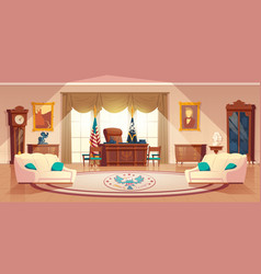 President oval office furniture cartoon set Vector Image
