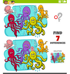 Finding differences game with happy fish Vector Image