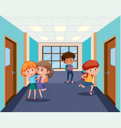 Students in school hallway Royalty Free Vector Image