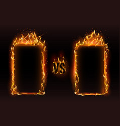 Versus with fire frames and vs letters flaming vs Vector Image