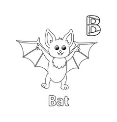 Bat animal tracing letter abc coloring page b Vector Image