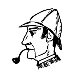 Sherlock holmes one line drawing Royalty Free Vector Image