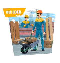 Cartoon group masons or bricklayers Royalty Free Vector