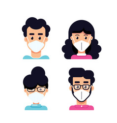 Medical face mask on woman person icon flat Vector Image