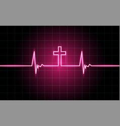Neon glowing lines heartbeat concept lifeline Vector Image