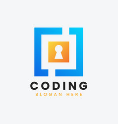 Modern computer programming coding logo design Vector Image