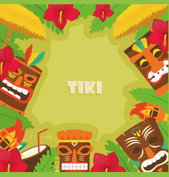 Hawaiian tiki cartoons with surfboards outside Vector Image