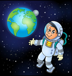 Moonscape with cartoon astronaut Royalty Free Vector Image