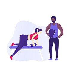 Man doing back extensionshyperextensions exercise Vector Image