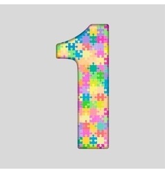 Color Puzzle Number - 1 One Gigsaw Piece Vector Image
