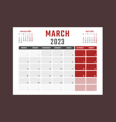 Calendar for 2023 starts monday Royalty Free Vector Image