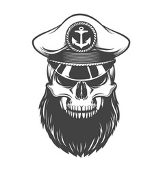 A captain skull in vintage style Royalty Free Vector Image