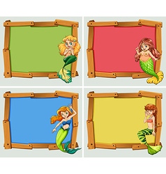 Frame template design with cute mermaid Royalty Free Vector
