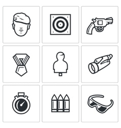 Set of shooting range icons soldier shoot Vector Image
