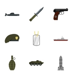 Military defense icons set flat style Royalty Free Vector