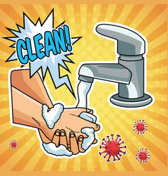 Hands washing prevention method covid19 pandemic Vector Image