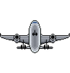 Pixel art 8 bit arcade fighter air plane red Vector Image
