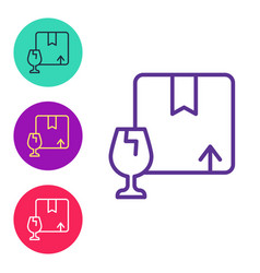 Red line delivery package box with fragile content