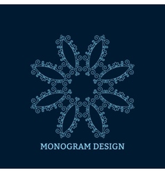 Linear blue monogram Royalty Free Vector Image