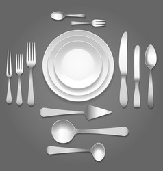 Realistic silverware top view Royalty Free Vector Image