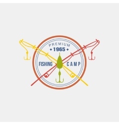 Set of vintage fishing camp logo or Royalty Free Vector