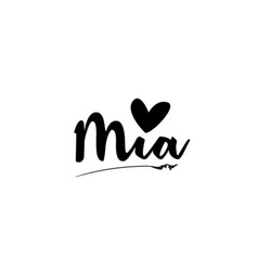 Mila name text word with love heart hand written Vector Image