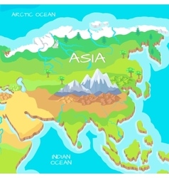 Isometric 3d asian flora and fauna map Royalty Free Vector