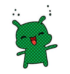 Textured cartoon kawaii cute happy alien Vector Image