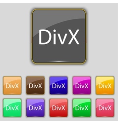 DivX video format sign icon symbol Set of colored Vector Image