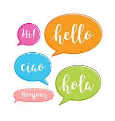 Hello bubble in different language english Vector Image