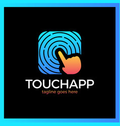 Touch fingerprint app logo Royalty Free Vector Image