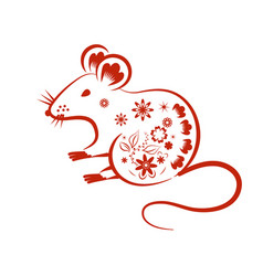 Chinese mouse in traditional paper cut style Vector Image