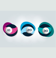 Three steps elements bubble chart scheme diagram Vector Image