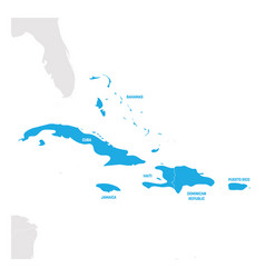 Caribbean region map countries in caribbean Vector Image