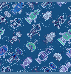Colorful cartoon robots white background seamless Vector Image