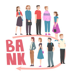 Cartoon line people waiting in queue Royalty Free Vector