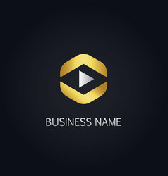 Gps technology position gold logo Royalty Free Vector Image