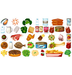 Set of canned food Royalty Free Vector Image - VectorStock
