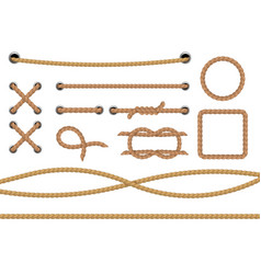 Realistic fiber ropes curve rope nautical cord Vector Image