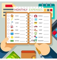 Cartoon monthly expenses finance concept Vector Image