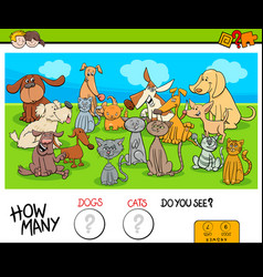 Counting cats and dogs educational game for kids Vector Image